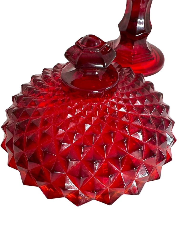 Vintage Westmoreland Ruby Red Diamond Point Sawtooth Edge Glass Lidded ...
