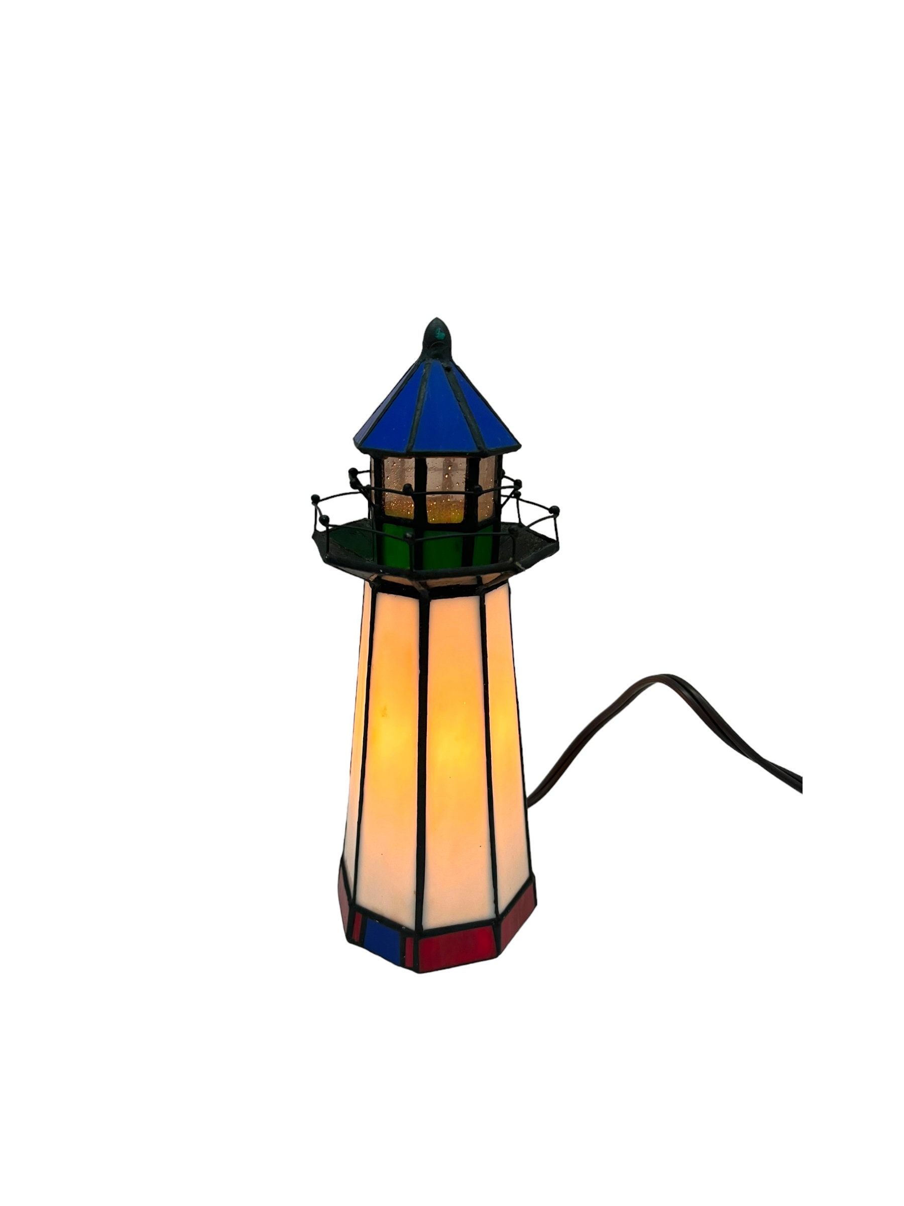 Stained Glass Lighthouse Lamp