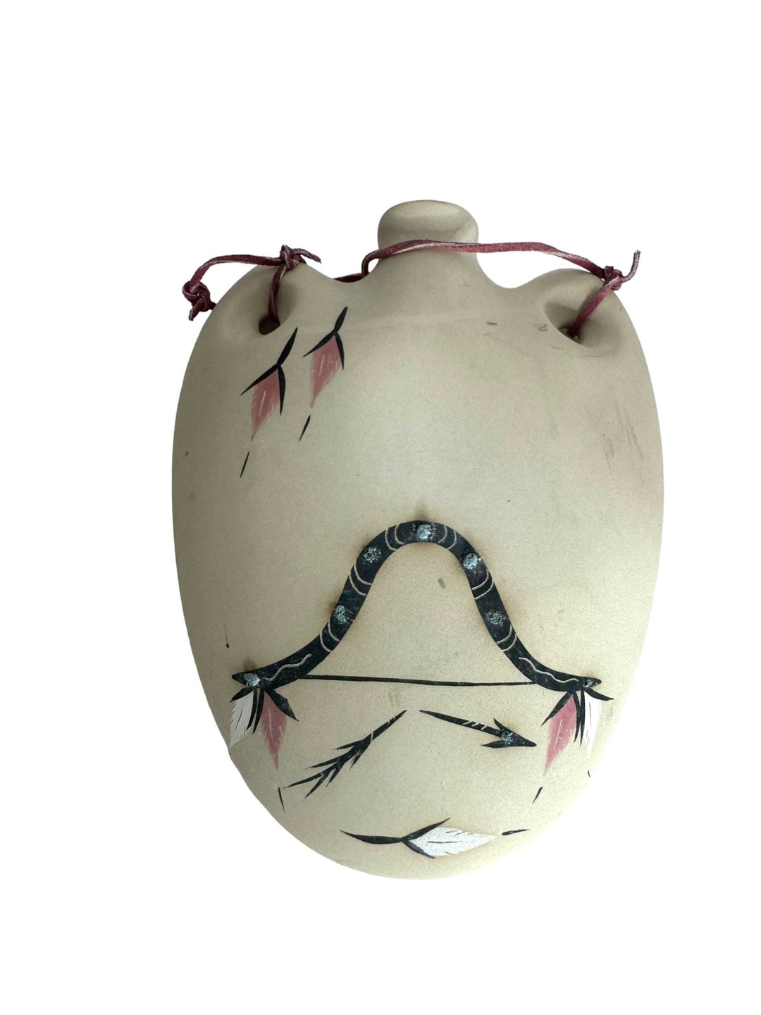 Vintage Broken Arrow Native American Ceramic Water Jug Canteen Bow and ...