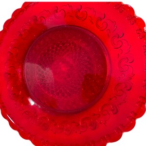 4 Ruby Red Hoff Interieur Pressed Glass Plates/shallow Bowls /made in ...