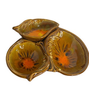 Ccil Style California Pottery Snack Bowl/autumn Leaf Chips and Dip ...