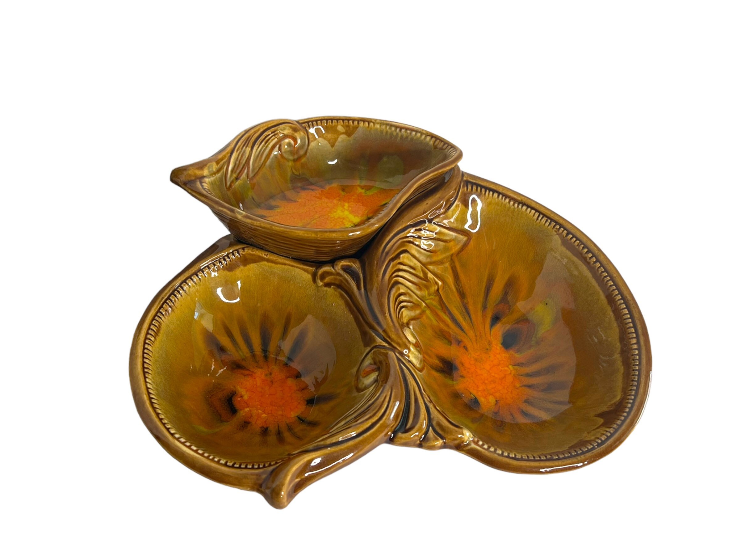 Ccil Style California Pottery Snack Bowl/autumn Leaf Chips and Dip ...