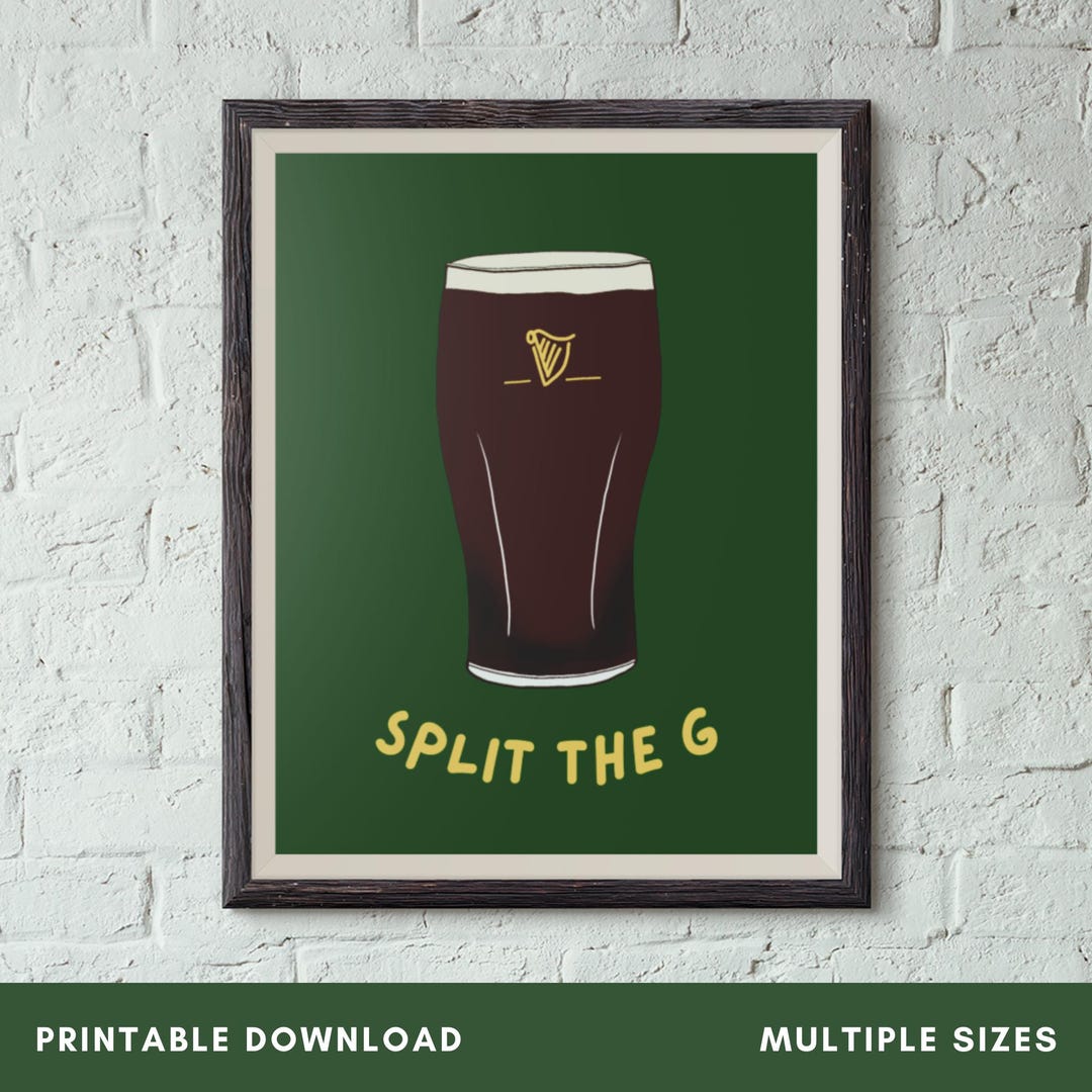 Guinness Poster, "split the G" Digital Download Art Print, 8x10 11x14 ...