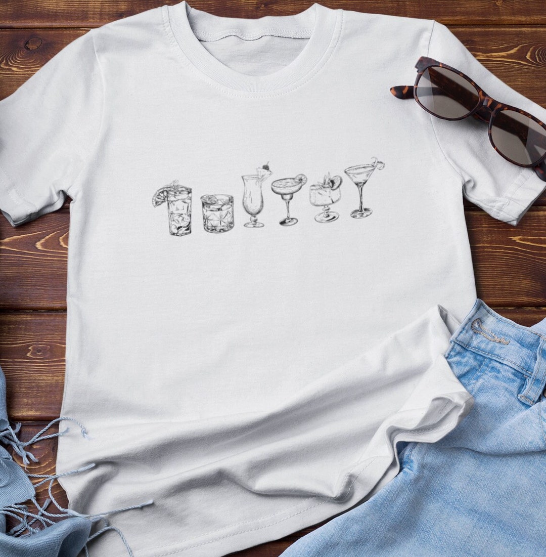 Cocktail Glass T Shirt, Drinks Graphic Tee, Bartender Shirt, Alcohol ...