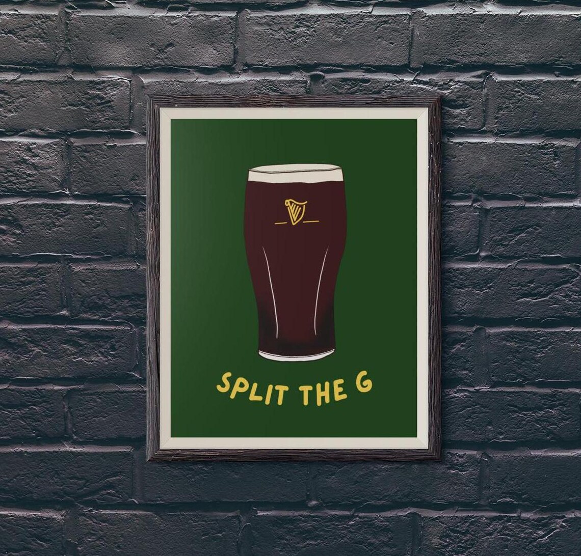 Guinness Poster, "split the G" Digital Download Art Print, 8x10 11x14 ...