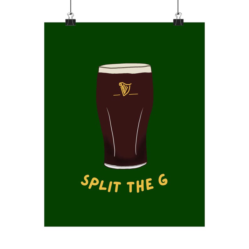 Guinness Poster, "split the G" Hand-drawn Art Print, 8x10 11x14 A3 A4 ...