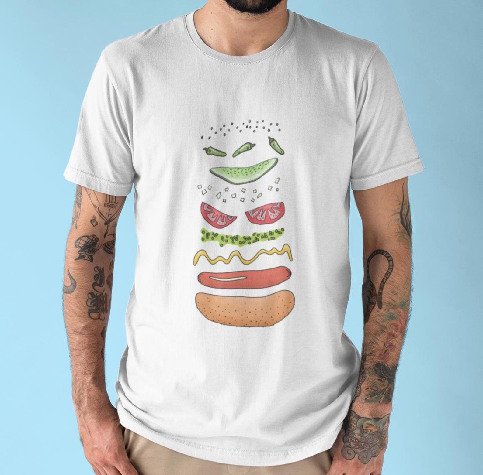 Chicago Dog T Shirt, Fun Chitown Hot Dog Tee for Men & Women, Unique ...