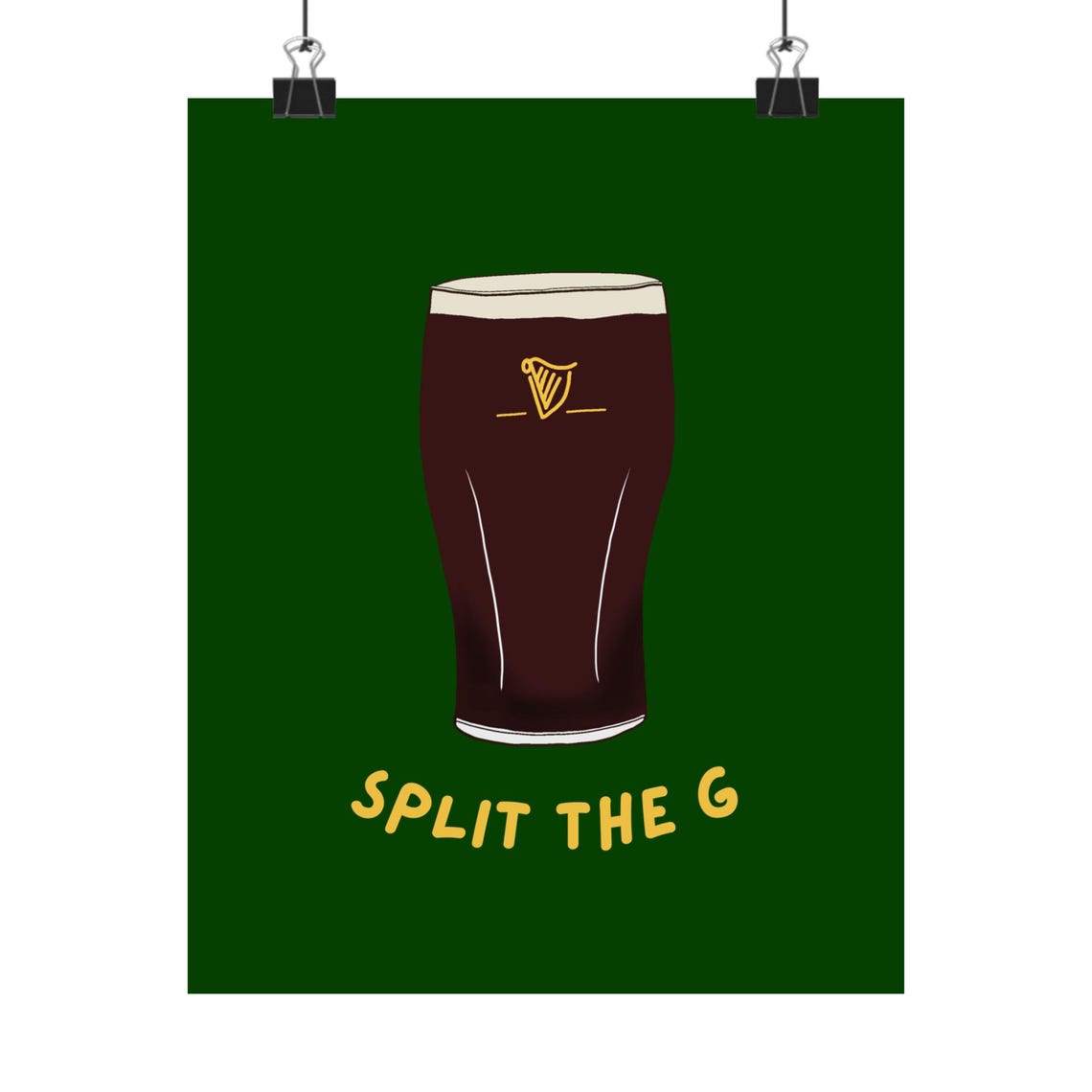 Guinness Poster, "split the G" Hand-drawn Art Print, 8x10 11x14 A3 A4 ...