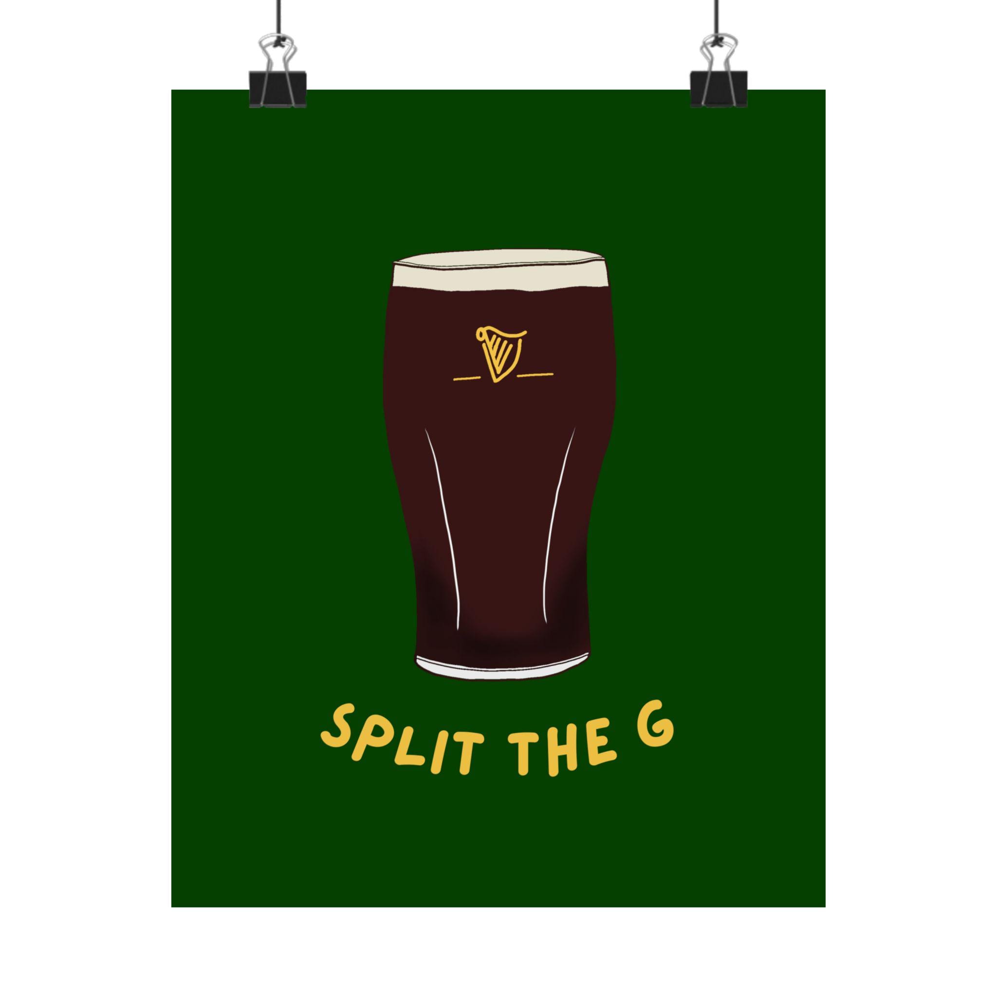Guinness Poster, "split the G" Hand-drawn Art Print, 8x10 11x14 A3 A4 ...