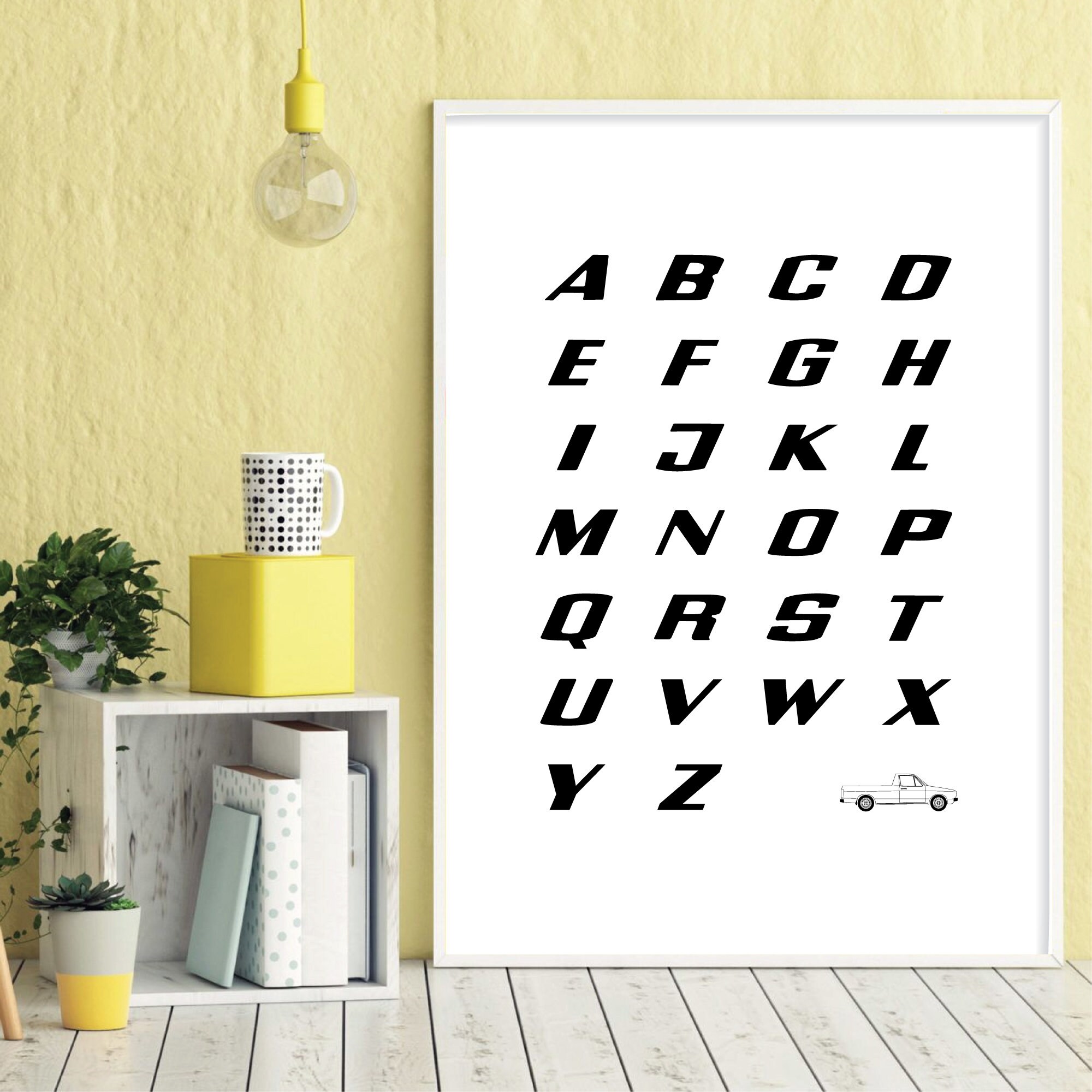 VW Early Font Alphabet Poster With the Choice of Your Mk1 - Etsy