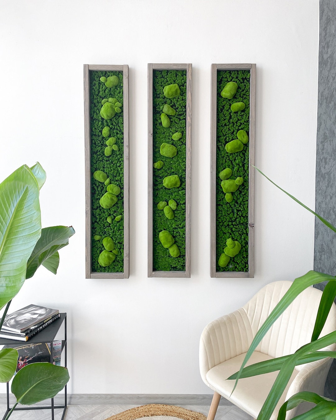 Tableau en mousse/mur de mousse/art mural en mousse GREEN BUNS 100x20 ...