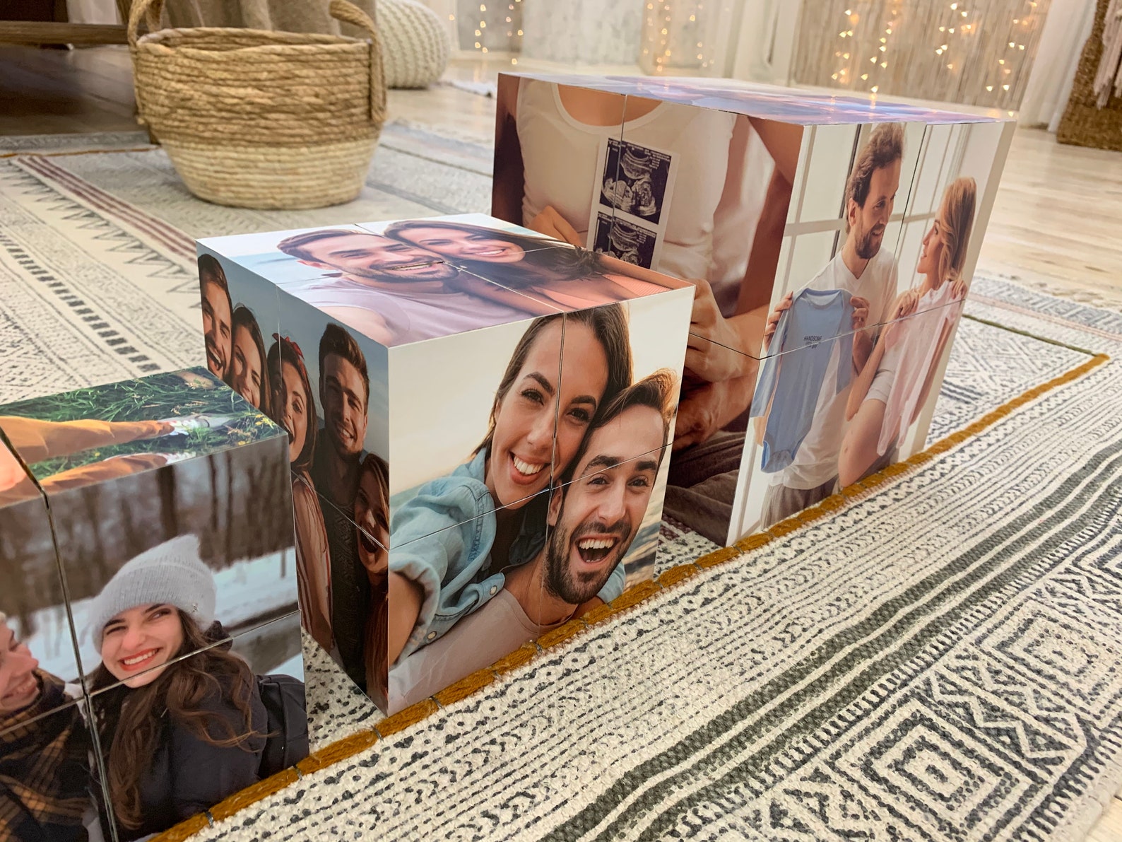Family Portrait, Rotating Photo Cube, Wooden Activity Cube ...
