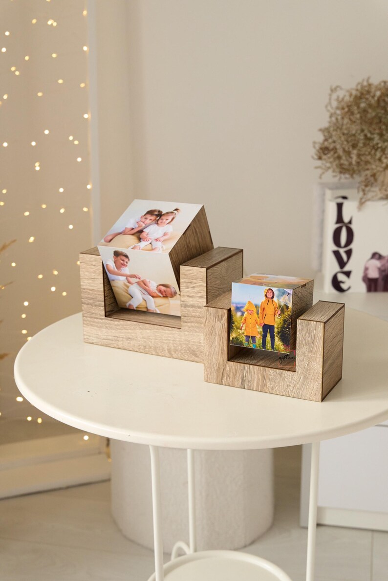 Rotating Wooden Photo Cube, Personalized Memory Gift - Etsy