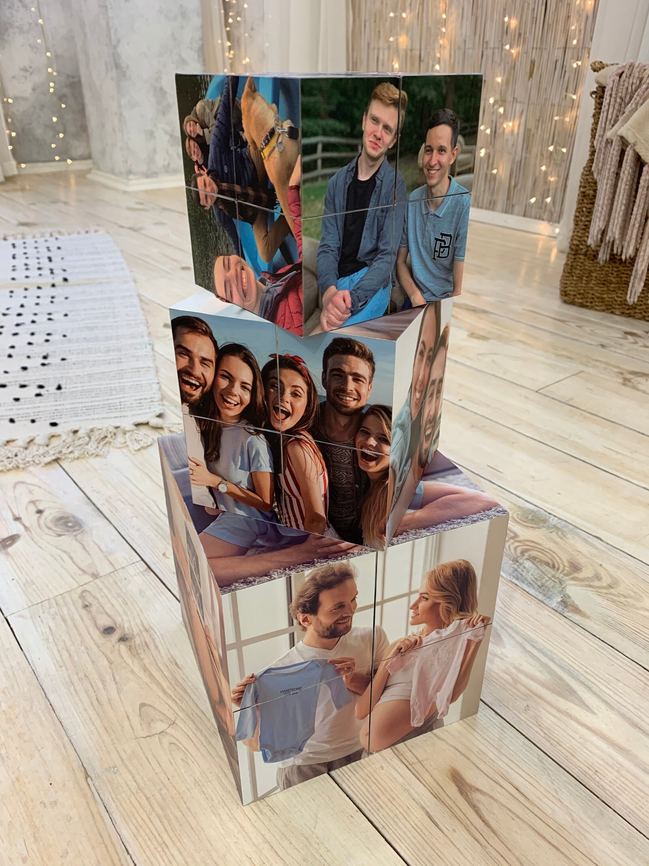 Family Portrait, Rotating Photo Cube, Wooden Activity Cube ...