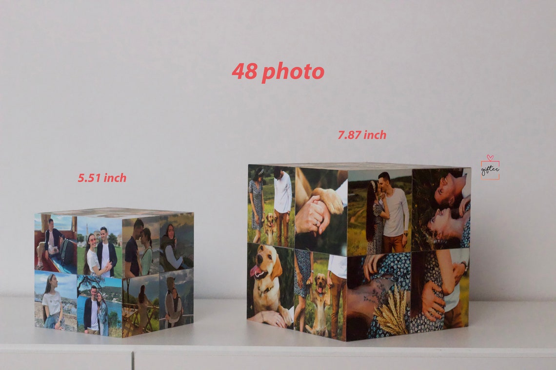 Rotating Photo Cube, Wooden Activity Cube, Wooden Photo Cube, Folding ...