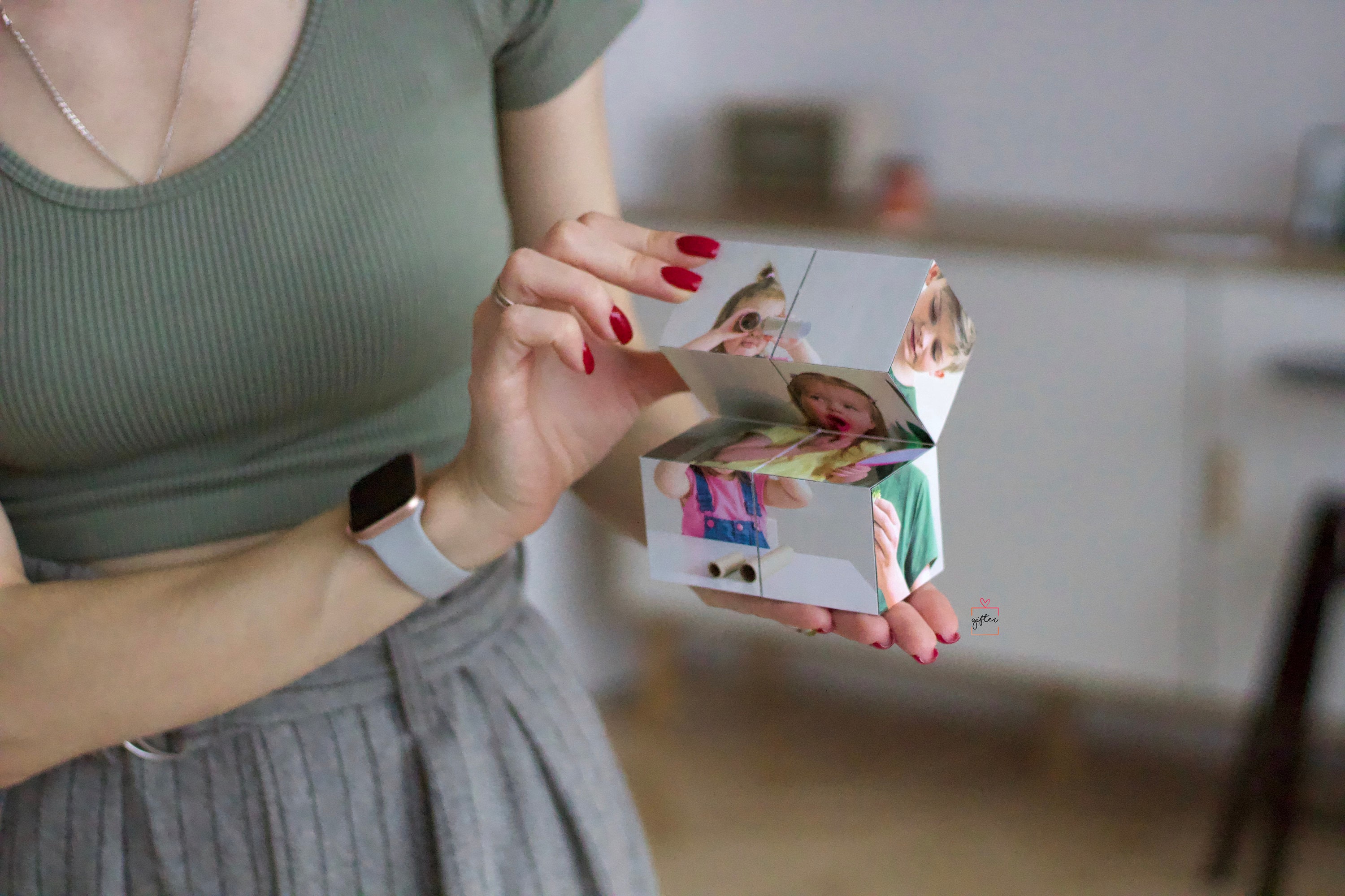 Rotating Photo Cube, Personalized Photo Cube, Wood Photo Cube, Special ...