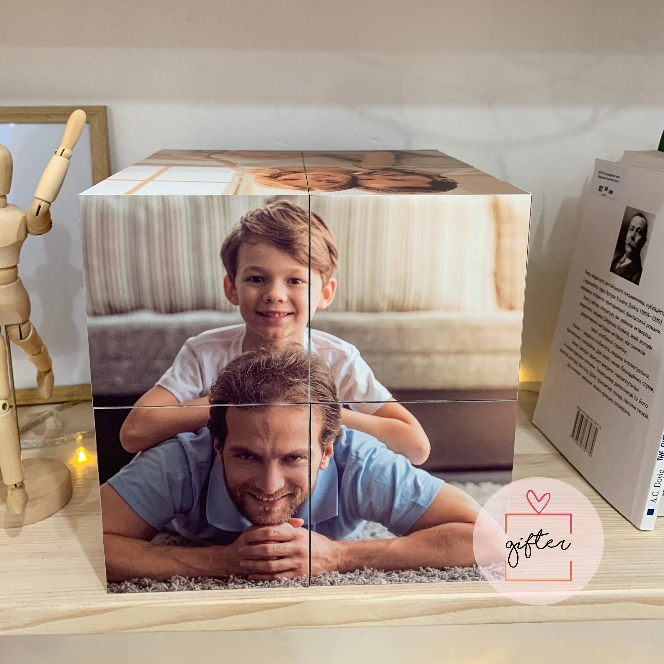 Wooden Memory Box With Photo, Personalized Photo Cube, Wooden Photo Box ...