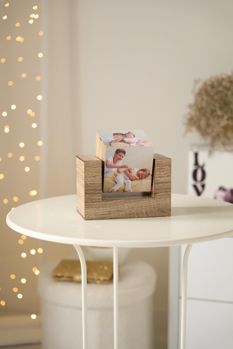 Rotating Wooden Photo Cube, Personalized Memory Gift - Etsy