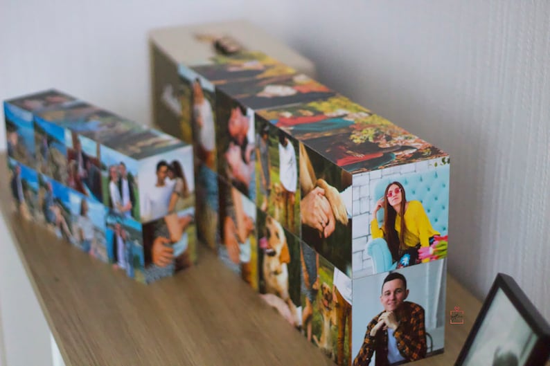 Rotating Photo Cube, Wooden Activity Cube, Wooden Photo Cube, Folding ...