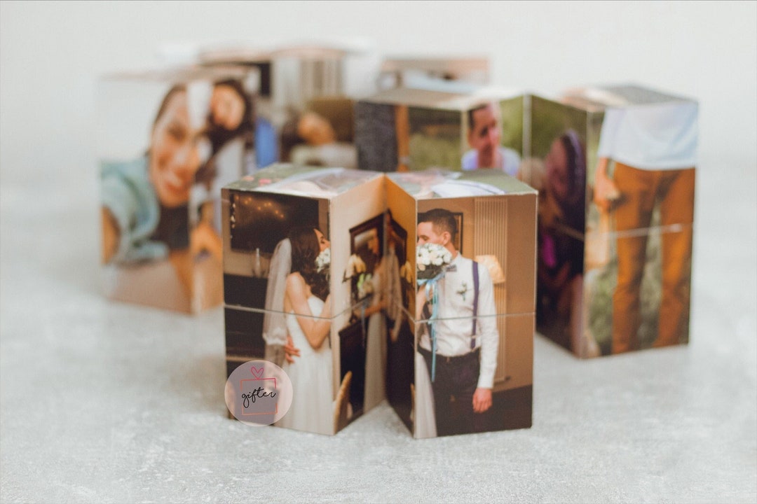 Photo Collage, Rotating Photo Cube, Blended Family Gift, Personalized Photo Cube, Funny Photo ...