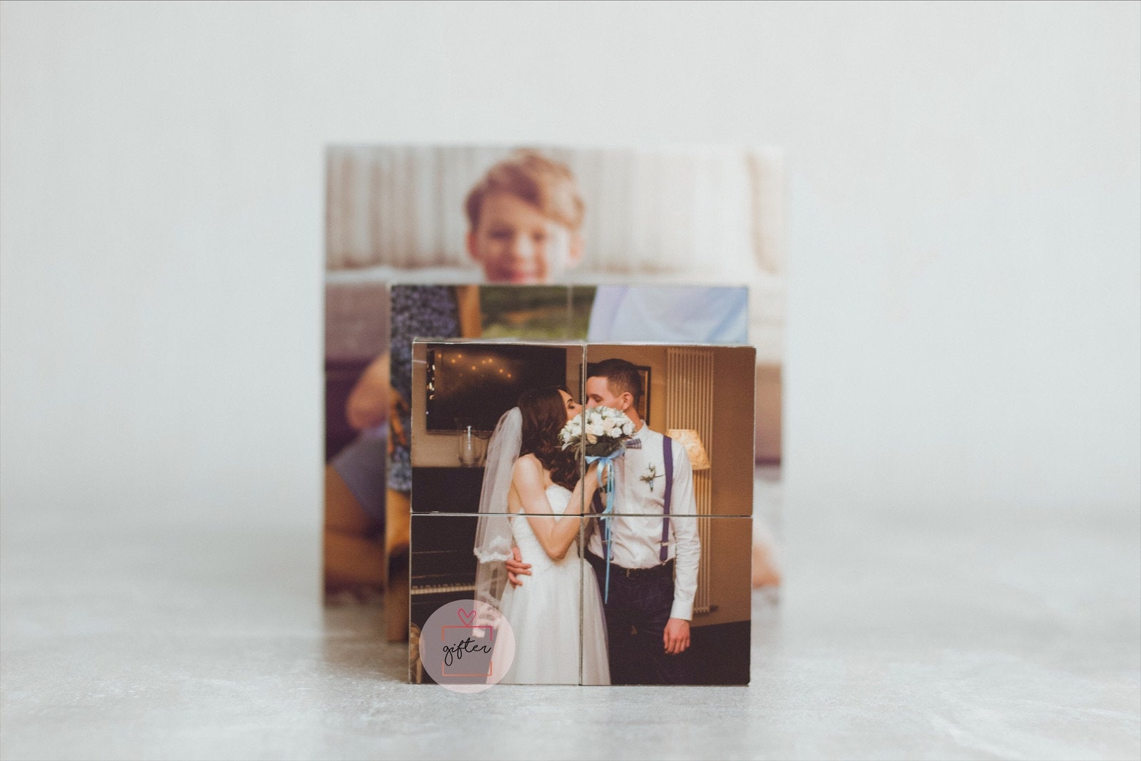 Photo Collage Rotating Photo Cube Blended Family Gift - Etsy