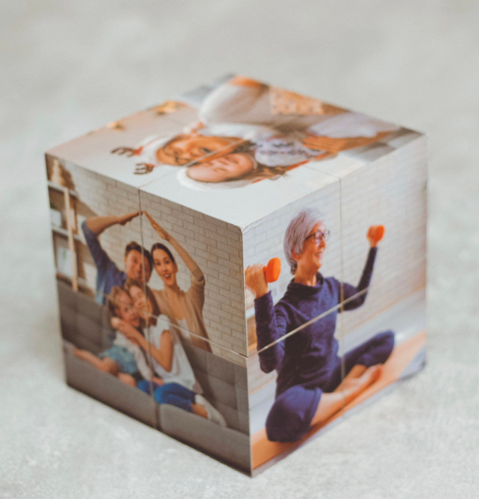Family Portrait, Rotating Photo Cube, Wooden Activity Cube ...