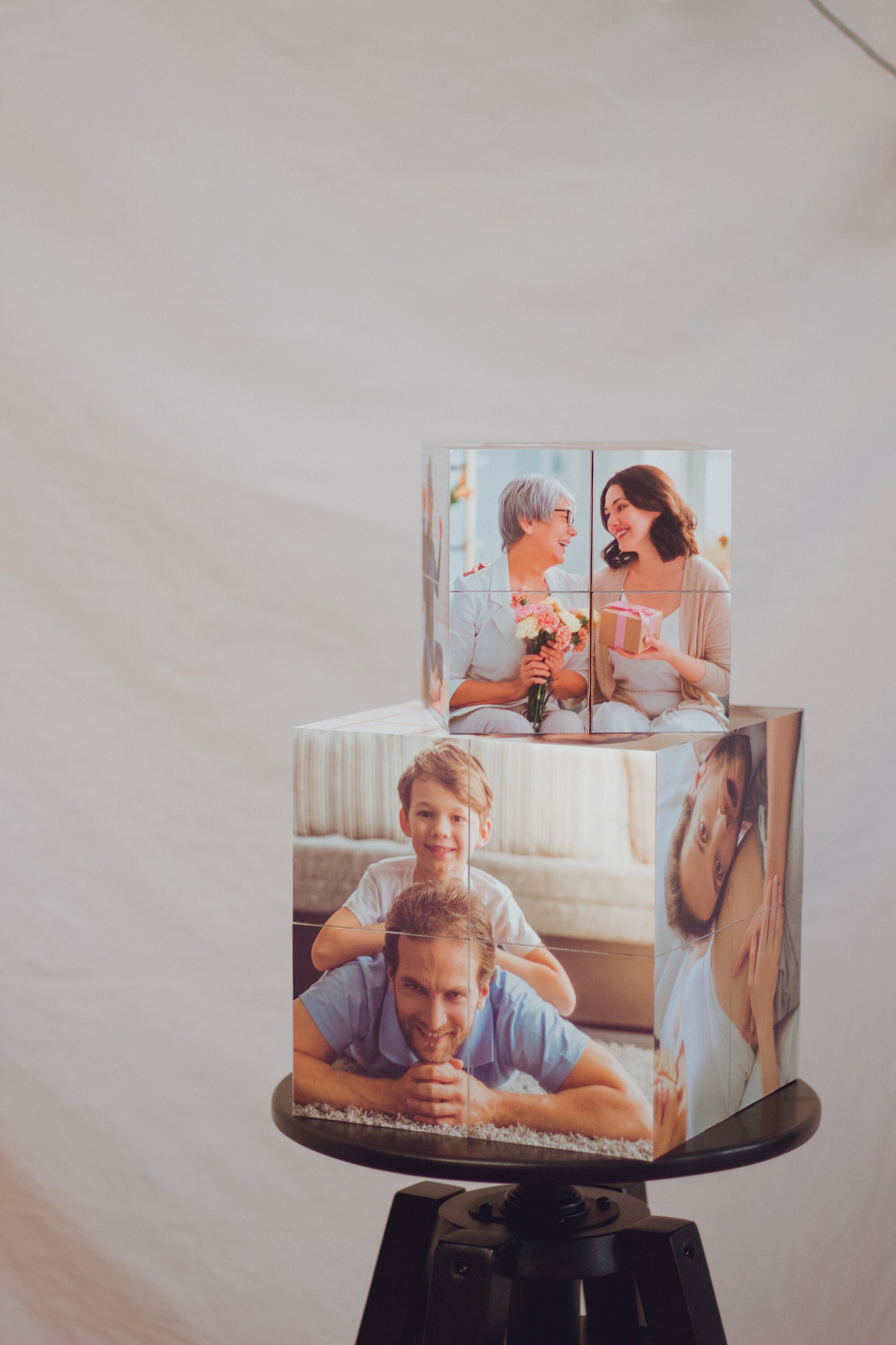 Family Portrait, Rotating Photo Cube, Wooden Activity Cube ...