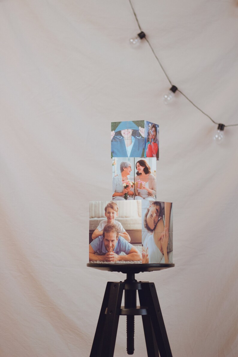 Family Portrait, Rotating Photo Cube, Wooden Activity Cube ...