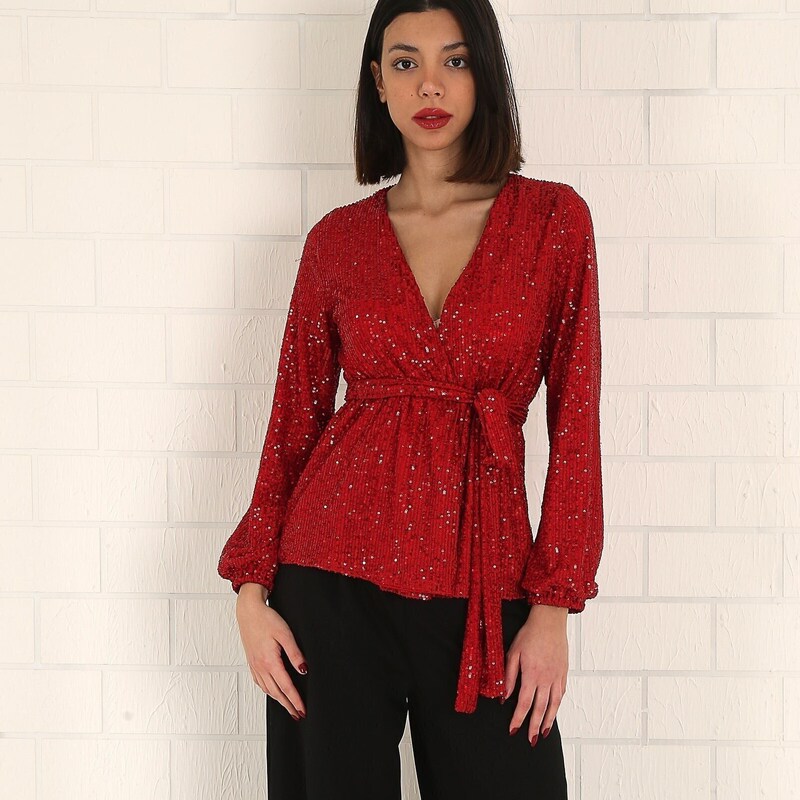 Red Sequin Top - Etsy