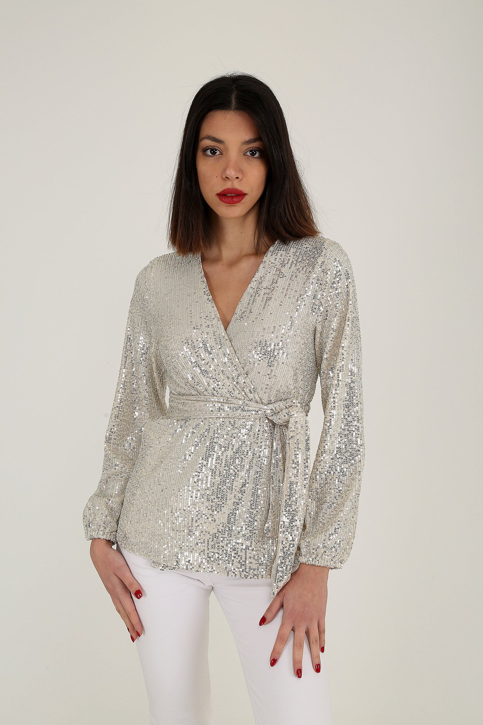 White Sequine Top, Sparkly Wrap Cocktail Top, Plus Size Evening Top ...