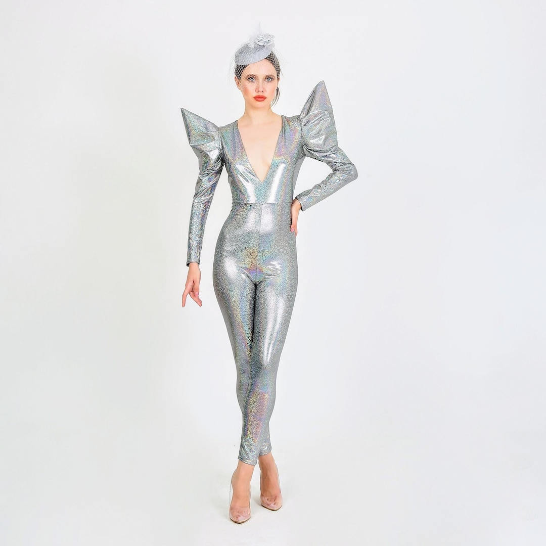 Hologram Futuristic Costume, Exaggerated Shoulders Jumpsuit, David ...