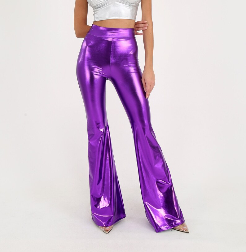Disco Flare Pants Gold Metallic Bell Bottoms Rave Costume - Etsy