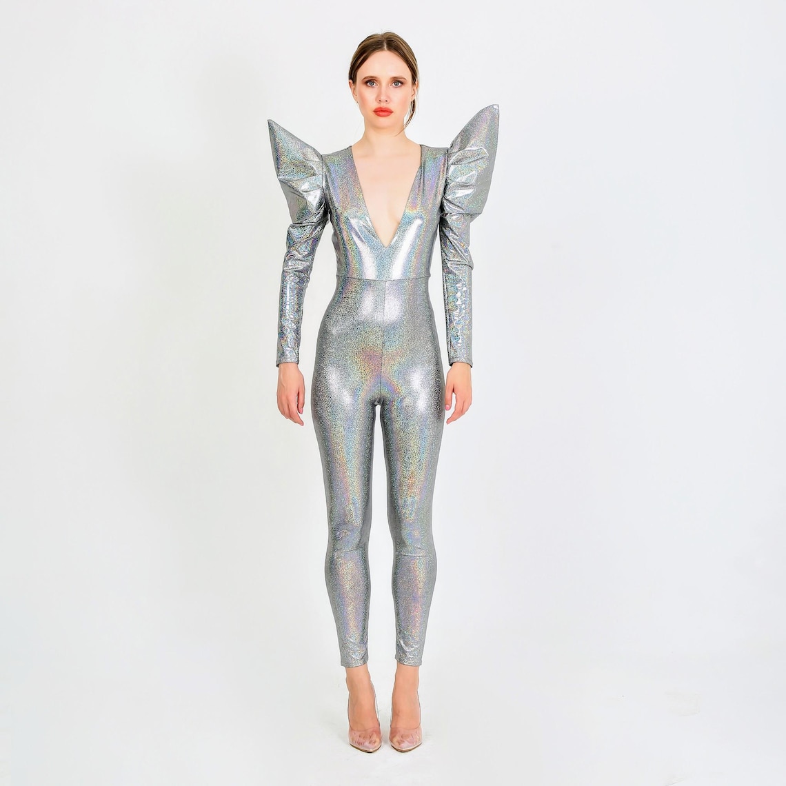 Hologram Futuristic Costume, Exaggerated Shoulders Jumpsuit, David ...