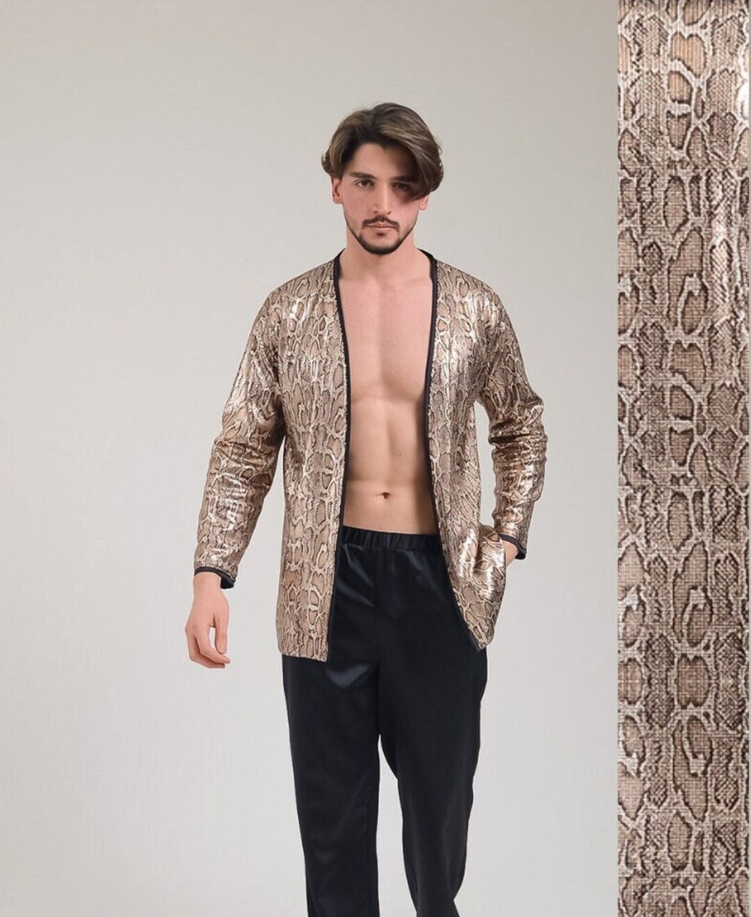 Men's Snakeskin Jacket, Men's Stage Costume, Sequin Jacket Trouser Set ...