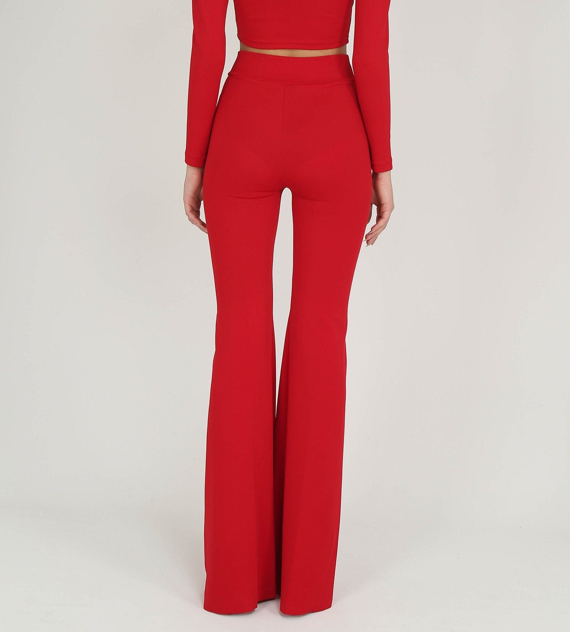 Red High Waist Bell Bottoms Pants and Top Settwo Piece Set | Etsy