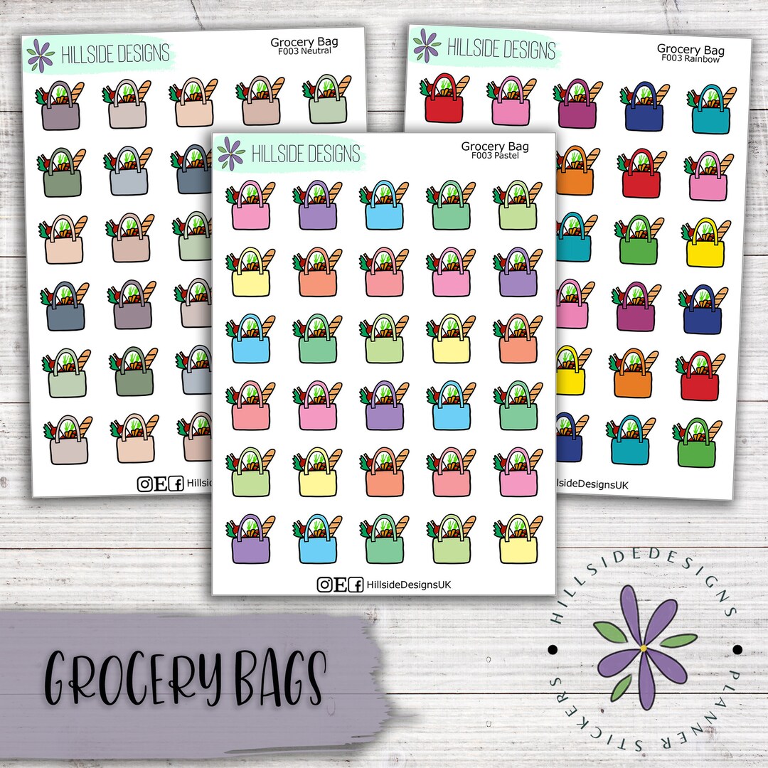 Groceries / Food Shopping Stickers Planner, Journal, Hobonichi Stickers ...