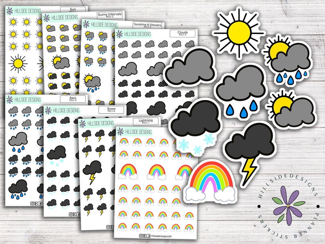 Weather Icon Stickers - Planner, Journal, Bullet Journal, Hobonichi ...