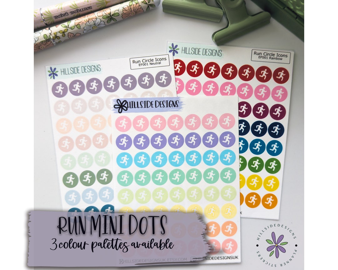 Run Mini Dot Stickers - Exercise & Workout Stickers - Planner, Journal ...