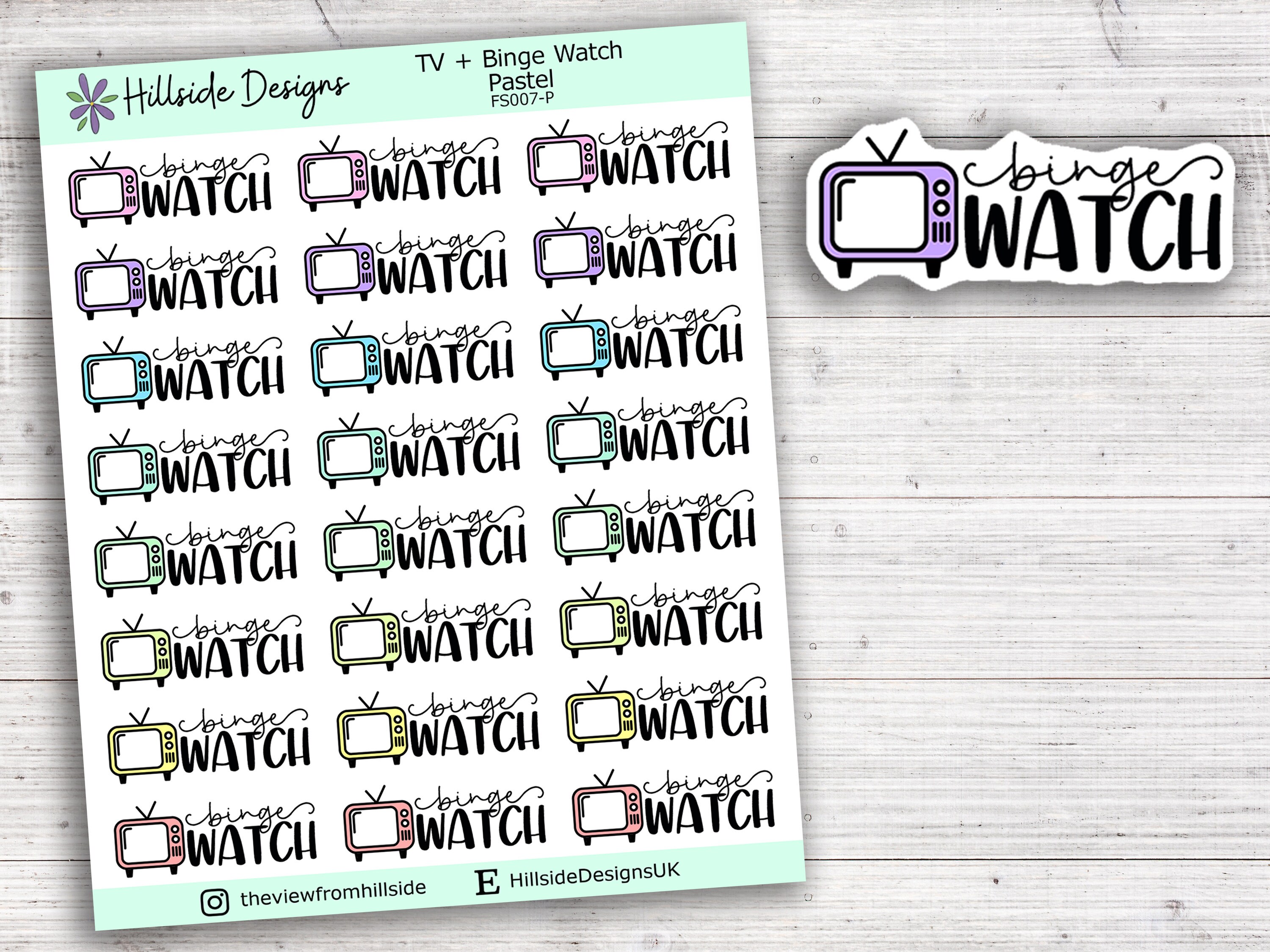 Binge Watch IconScript Stickers Planner Journal Bullet | Etsy