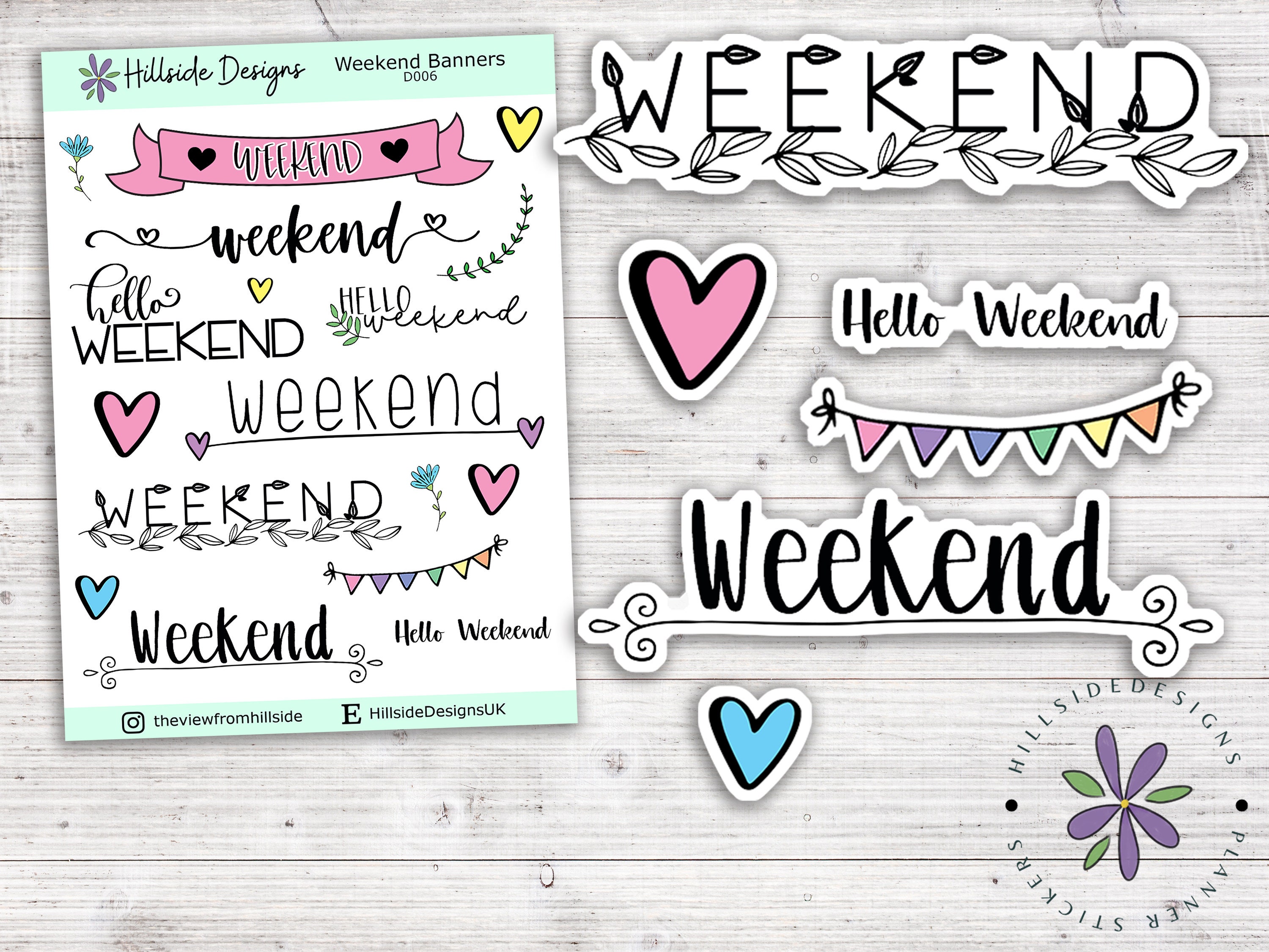Weekend Banner Stickers Planner Journal Bullet Journal - Etsy