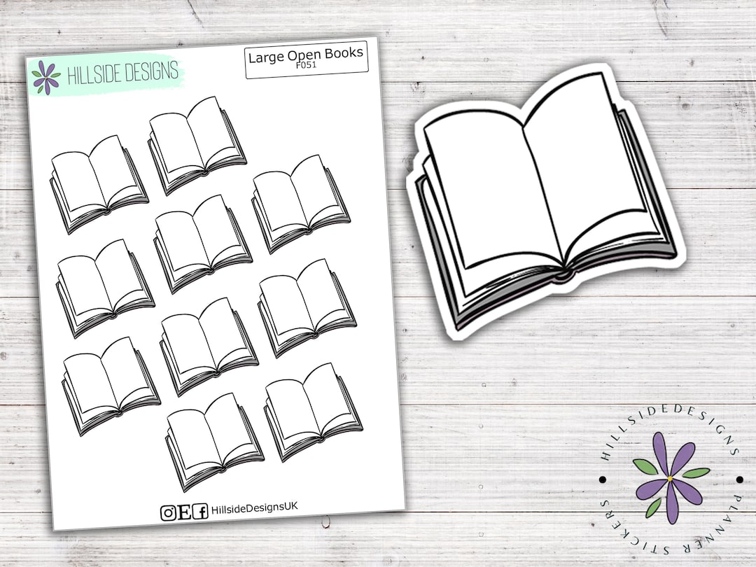 Large Open Book Stickers Planner, Journal, Hobonichi Stickers - Etsy
