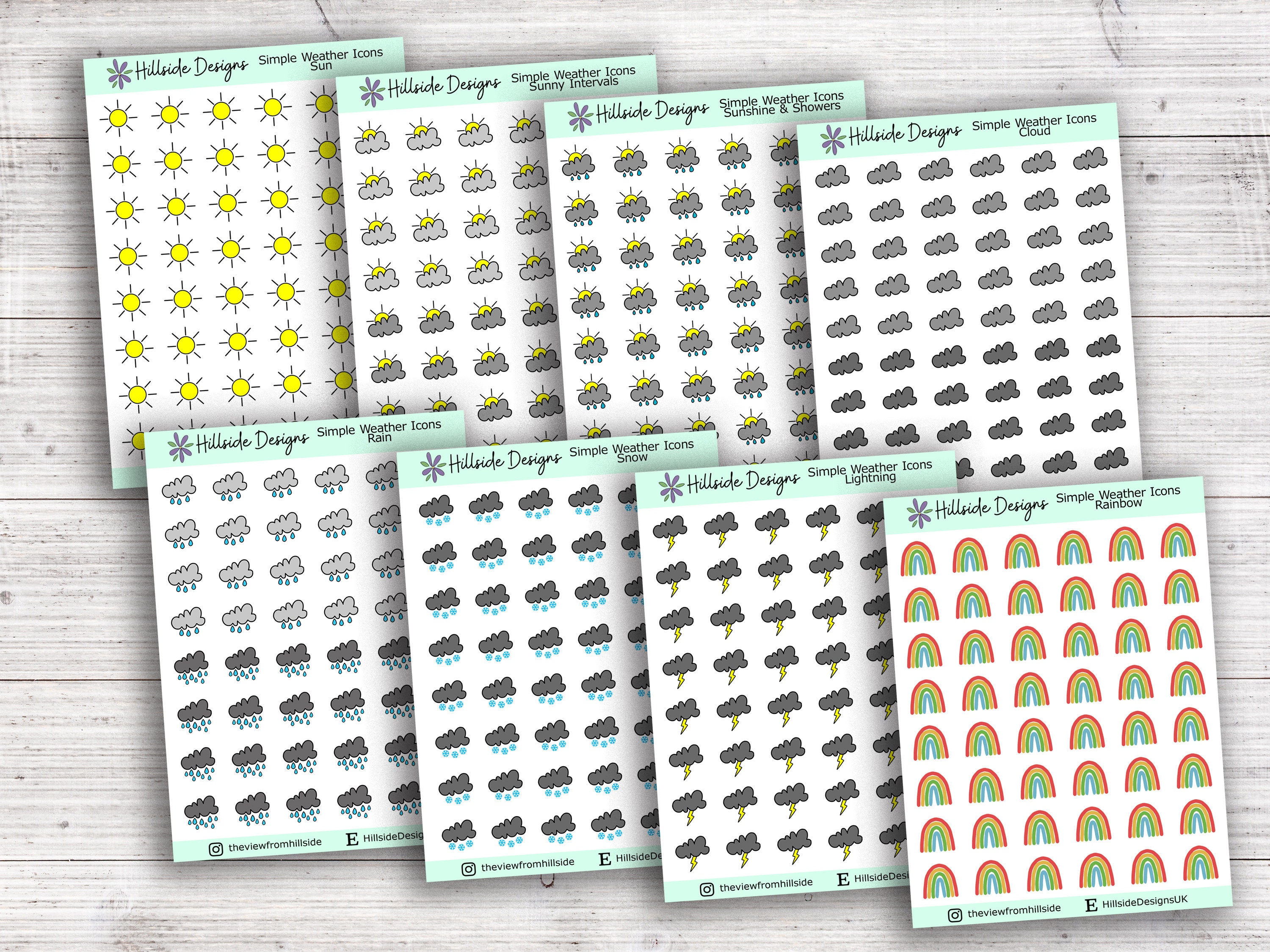 Paper Stickers 135 stickers Cute Mini Weather Tracking Planner Stickers ...