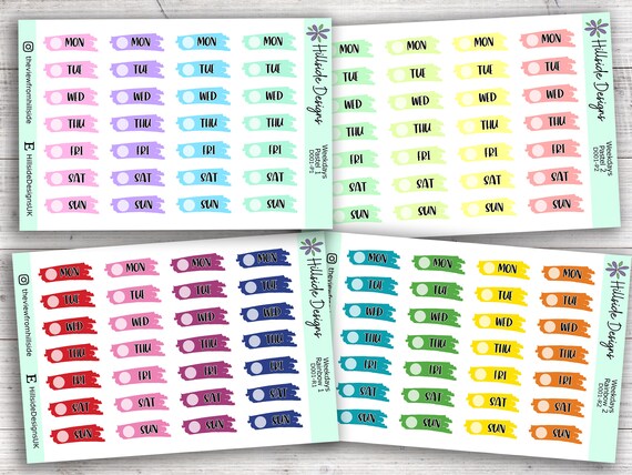 Days of the Week Stickers Planner Journal Bullet Journal | Etsy