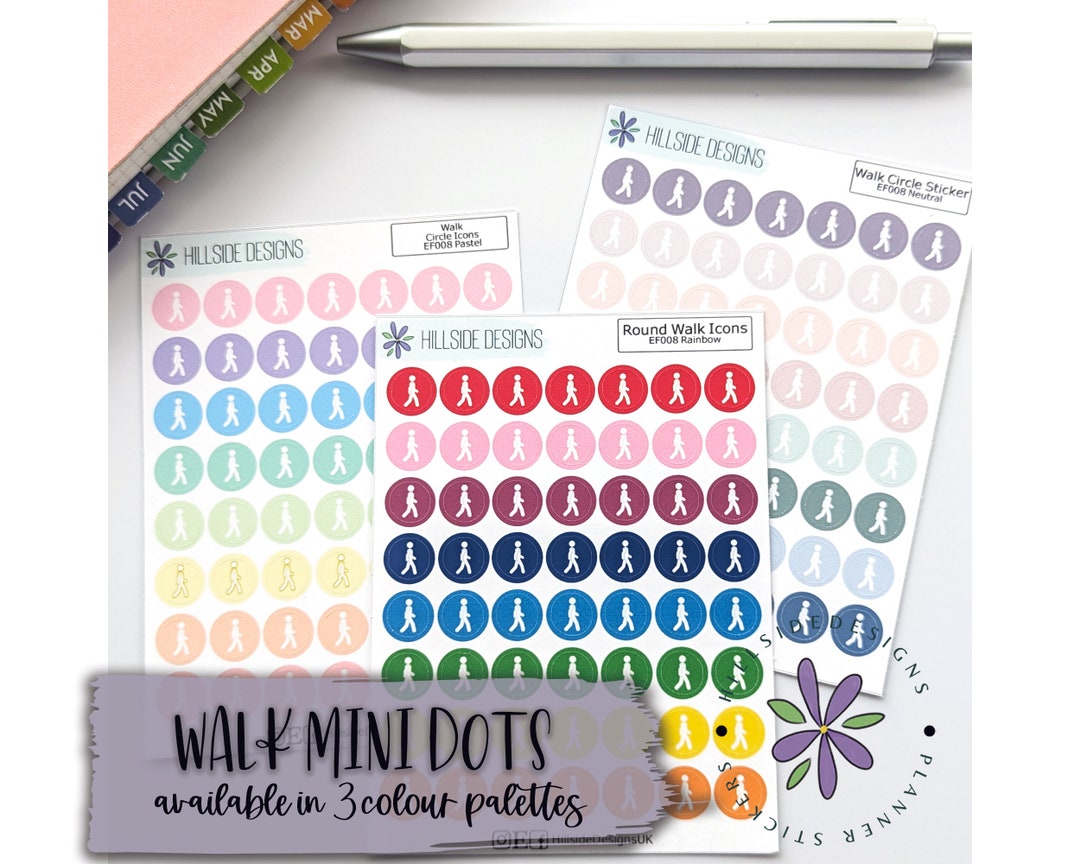 Walk Mini Dot Stickers Exercise & Workout Stickers Planner, Journal ...