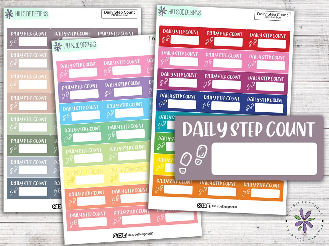 Step Count Stickers Planner, Journal, Bullet Journal, Hobonichi ...