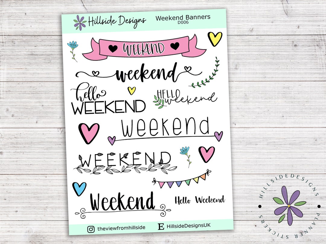 Weekend Banner Stickers Planner, Journal, Bullet Journal, Hobonichi ...