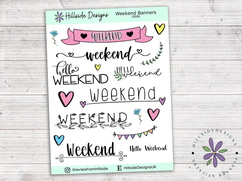Weekend Banner Stickers Planner Journal Bullet Journal - Etsy