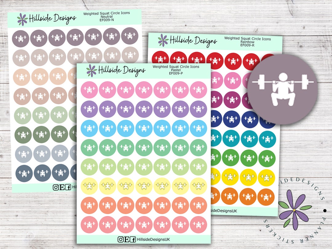 Weighted Squat Circle Icon Exercise Stickers Planner, Journal, Bullet ...