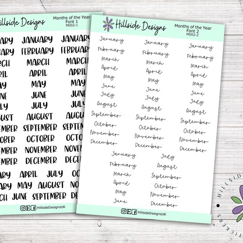 Months of the Year Stickers Planner Journal Bullet - Etsy
