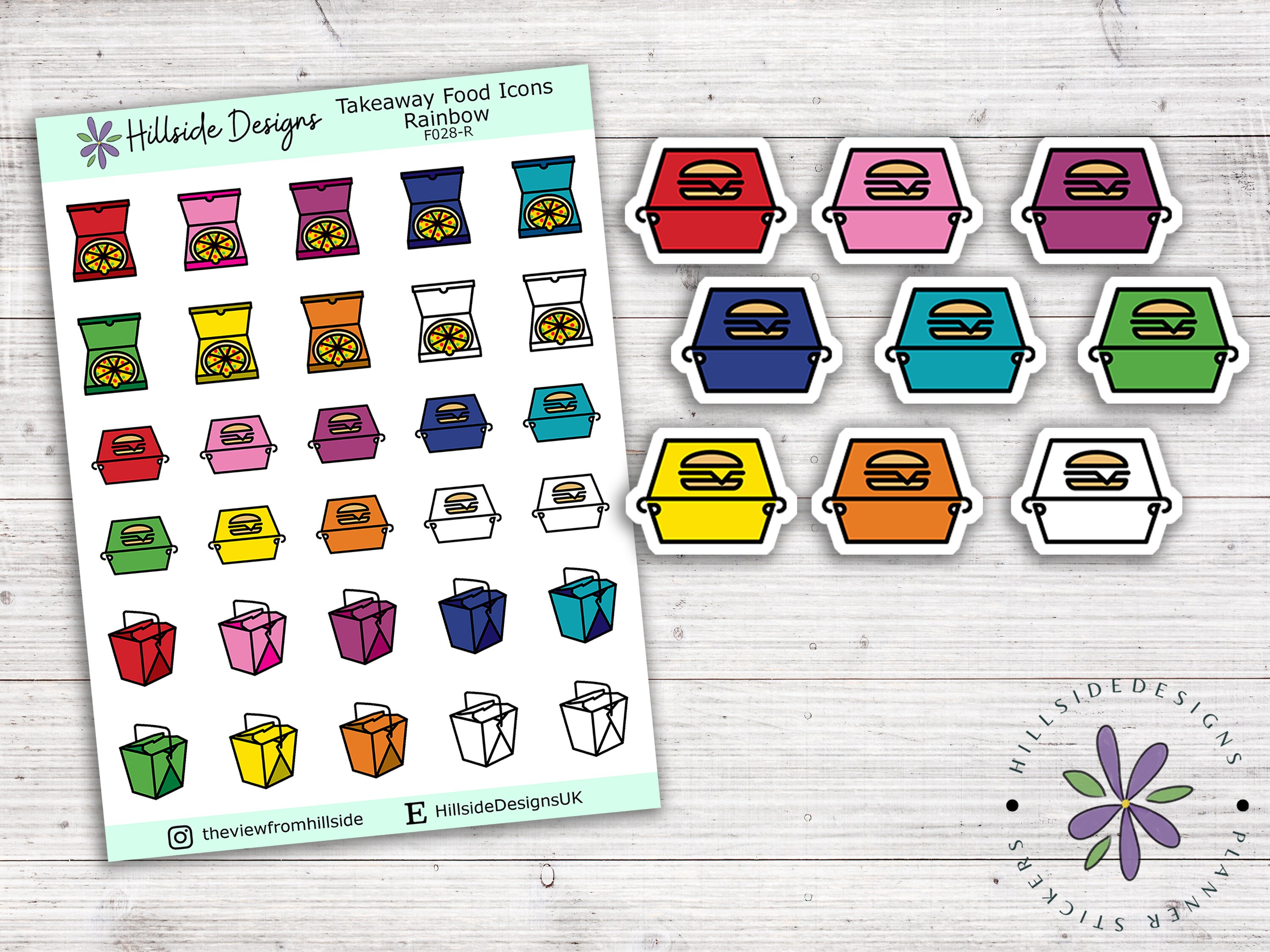 Takeaway Food Icon Stickers Planner Journal Bullet | Etsy